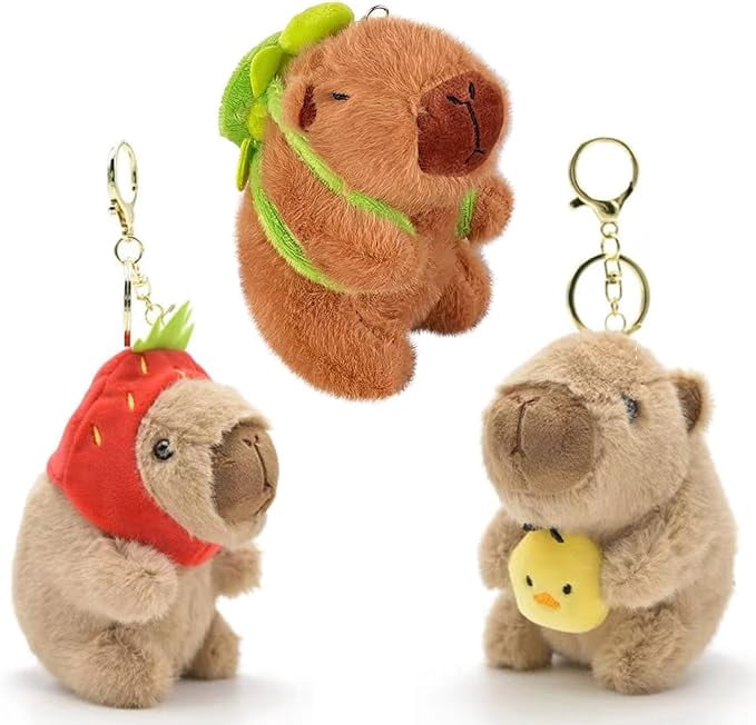 3 PCS Capybara Plush Keychain, Animals Toy Capybara Pendant for ...