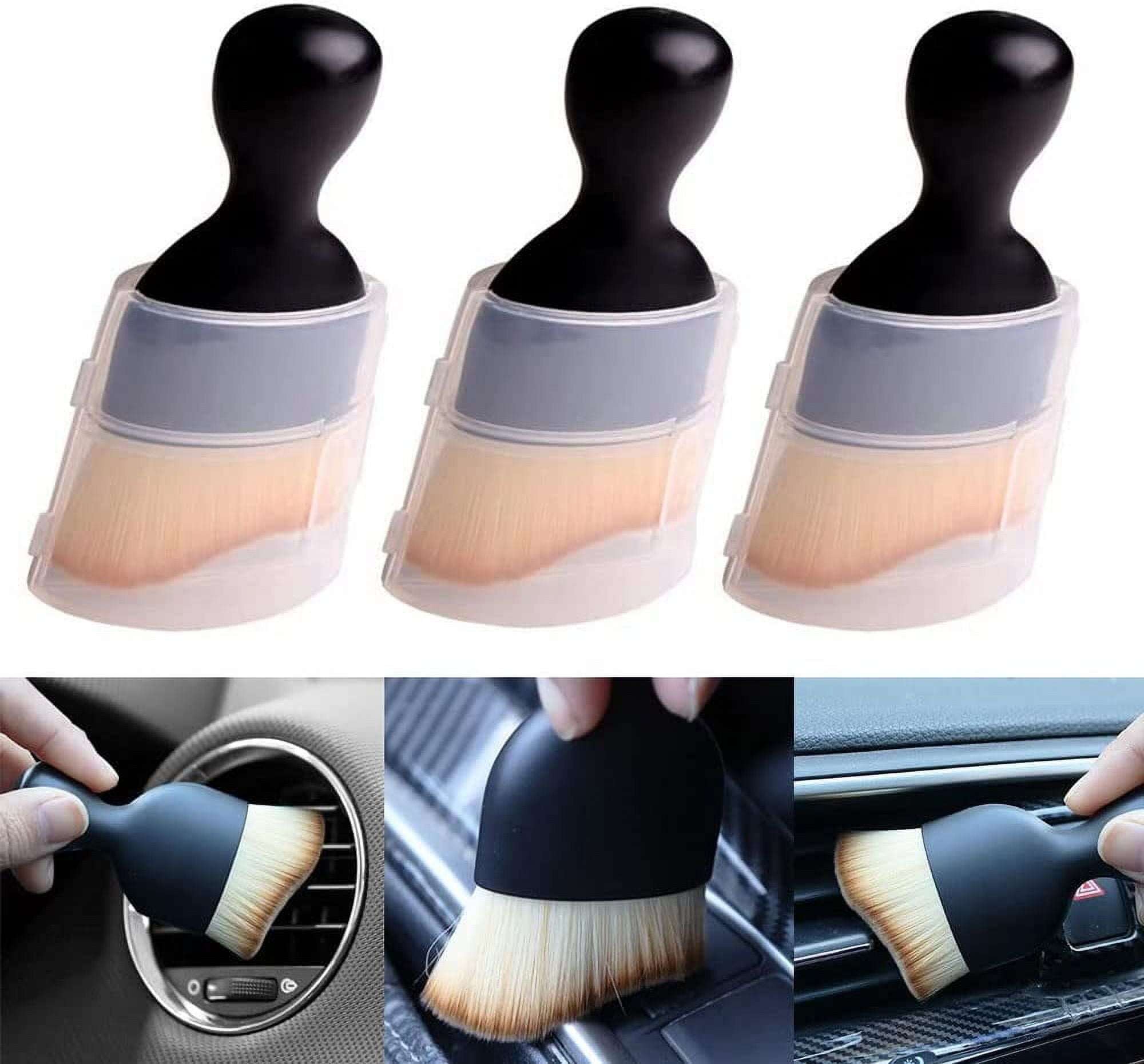 3 PCS Car Interior Cleaning Tool, Soft Bristles Car Detailing Brush ...