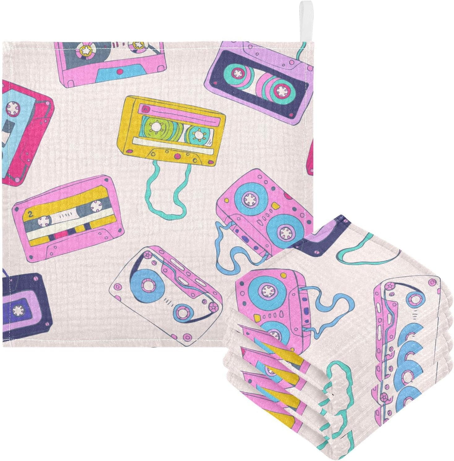 3 PCS Cartoon Cassette Tapes Baby Muslin Washcloths, Cute Soft ...