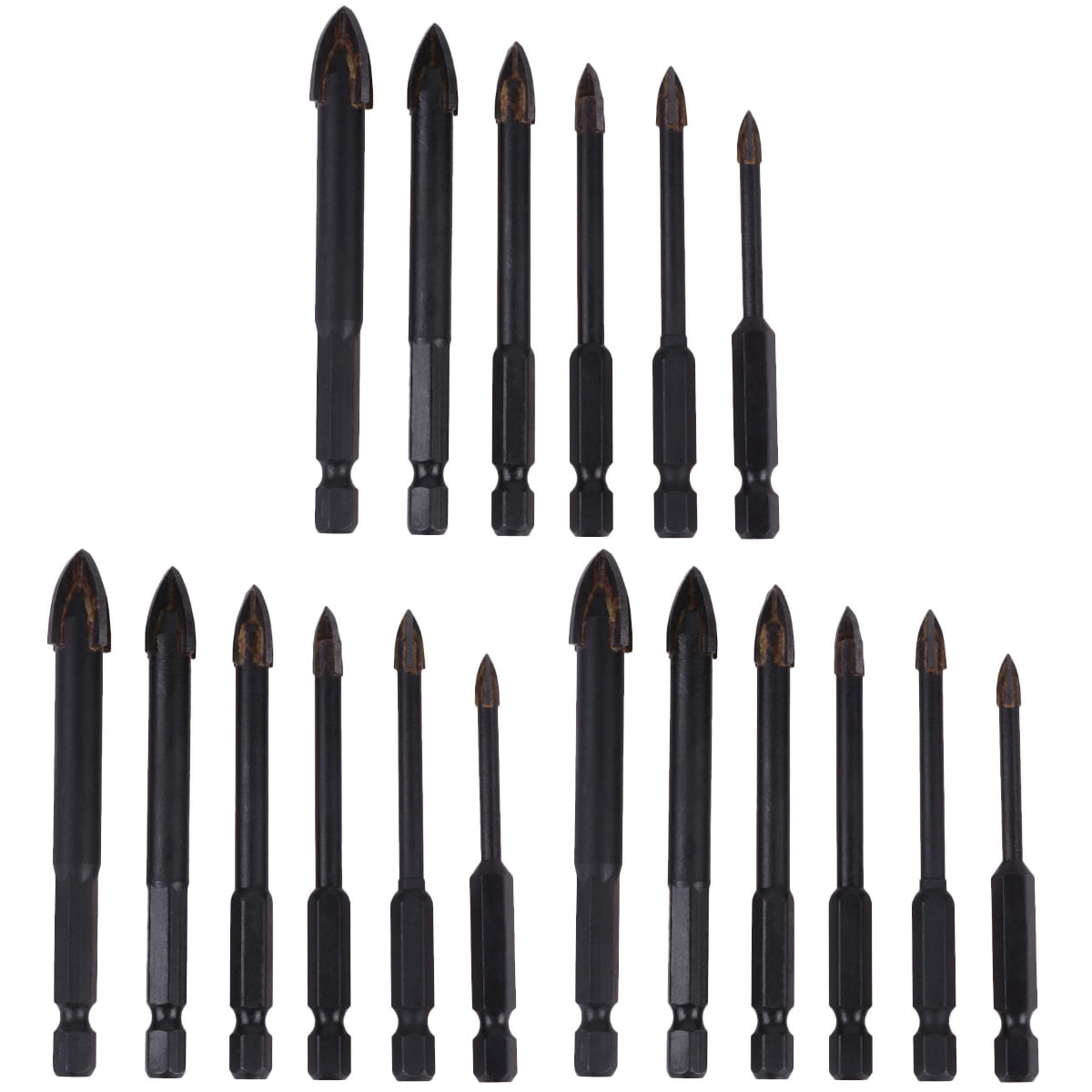 3 PCS Ceramic Drill Bits Glass Porcelain Triangle Square Hole Black ...