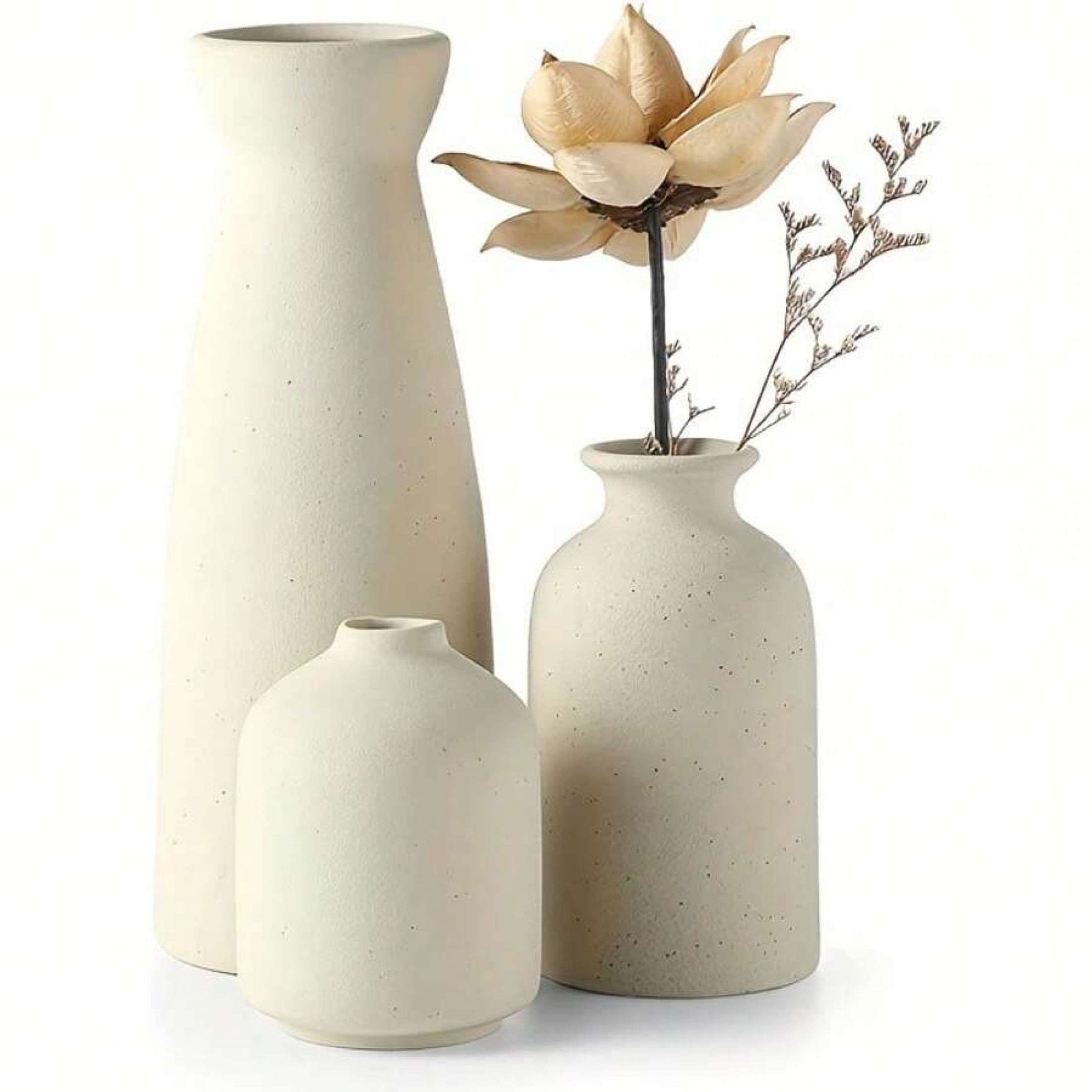 3 PCS Ceramic Matte Vase Set - Modern Minimalist Home Decor for Pampas ...