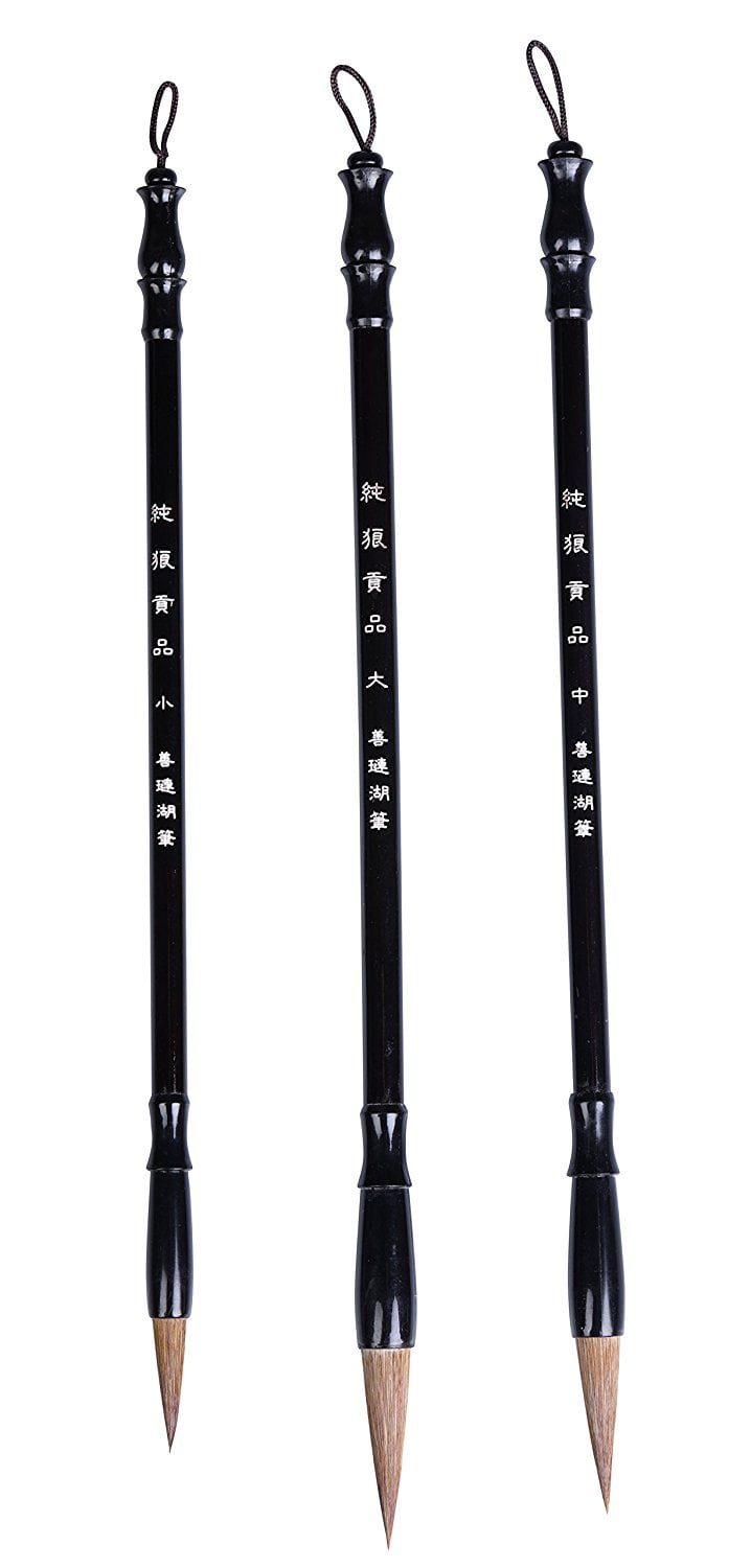 3 PCS Watercolor Set: Calligraphy, Sumi-e Drawing Brushes, Maobi (L/M/S ...