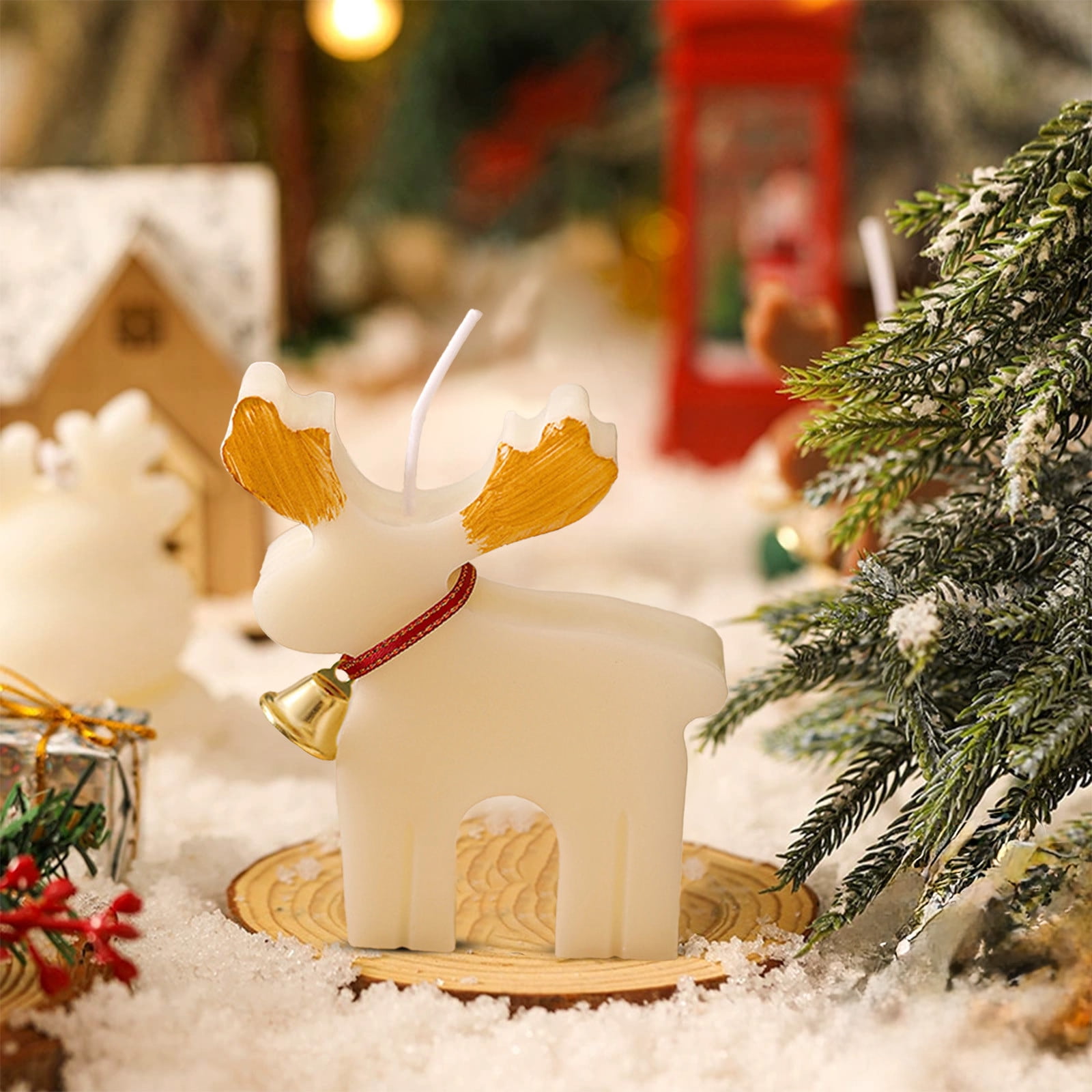 3 PCS Christmas Decorations Reindeer Shaped Scented Candle,Small Elk ...