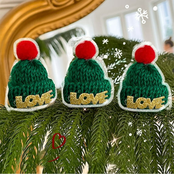3 PCS Christmas Finger Cap Dollhouse Hat Mini Knitting Hats Kid Toy ...