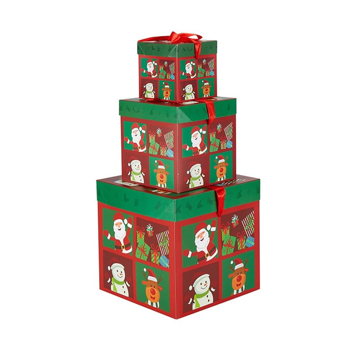 3 PCS Christmas Souvenir Box 3 Sizes Holiday Paper Boxs Tower Décor ...