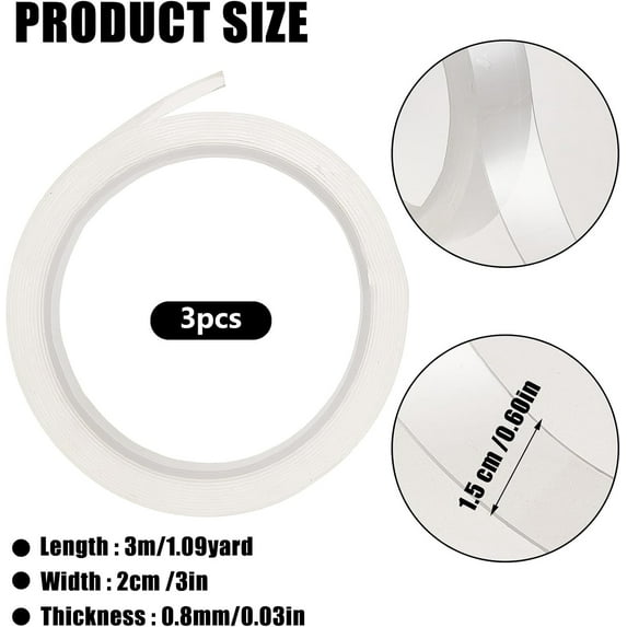 3 PCS Clear Curtain Glide Tape, 0.78 Inch X 9.84 Ft Curtain Slide ...