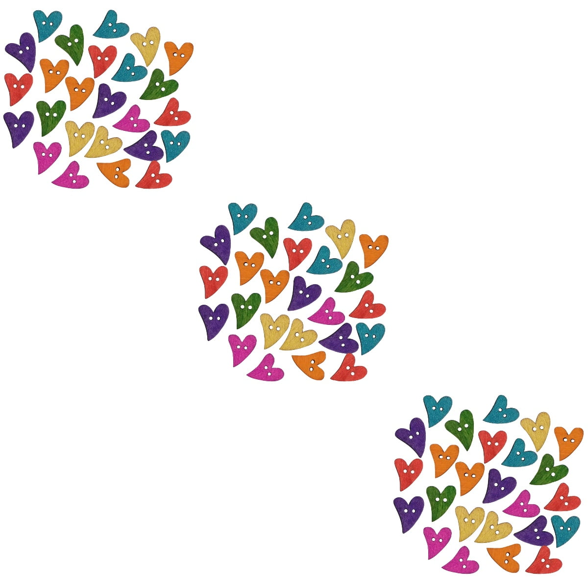 3 PCS Colorful Curved Heart Buttons Sewing Pins Colored Shaped ...