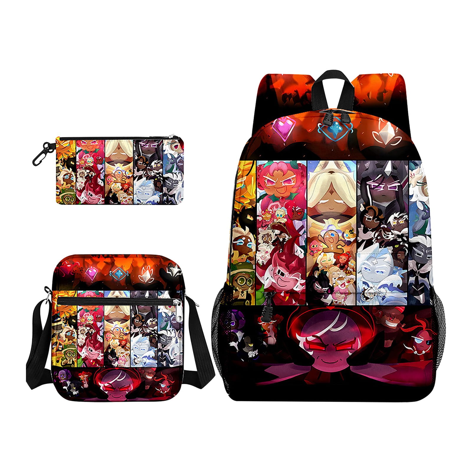 3 PCS Cookie Run Kingdom Backpacks Set, 17.7" Multifunction School ...