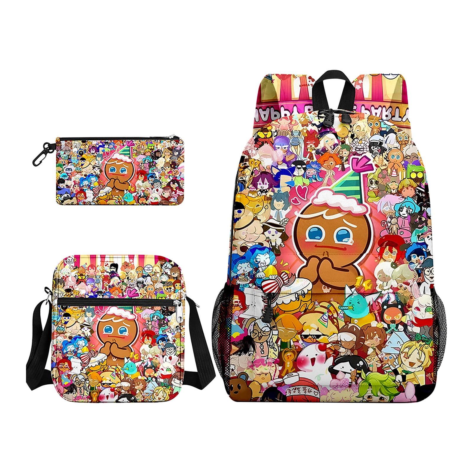 3 PCS Cookie Run Kingdom Backpacks Set, 17.7" Multifunction School ...