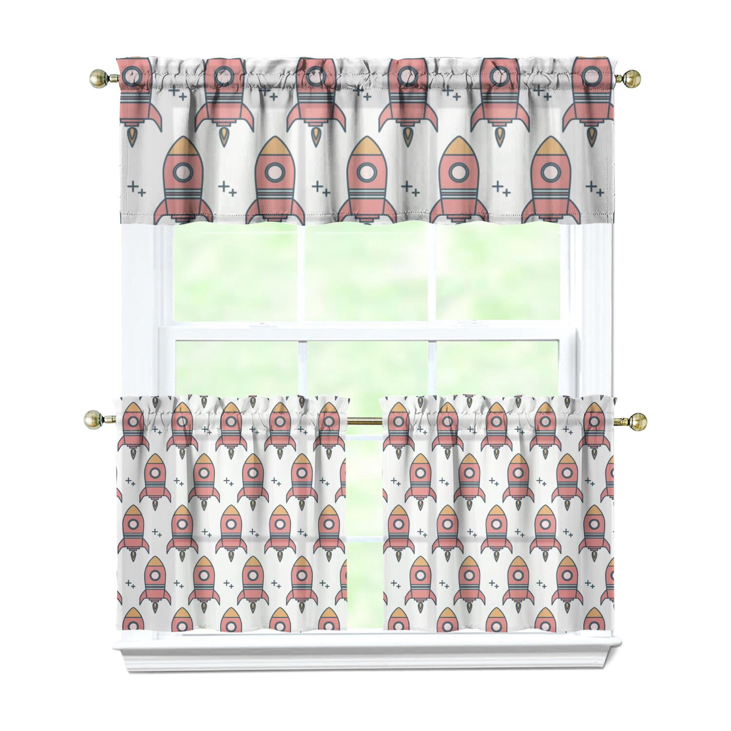 3 PCS Cute Cartoon Kitchen Curtains Set - Fun Kawaii Rainbow Animals ...