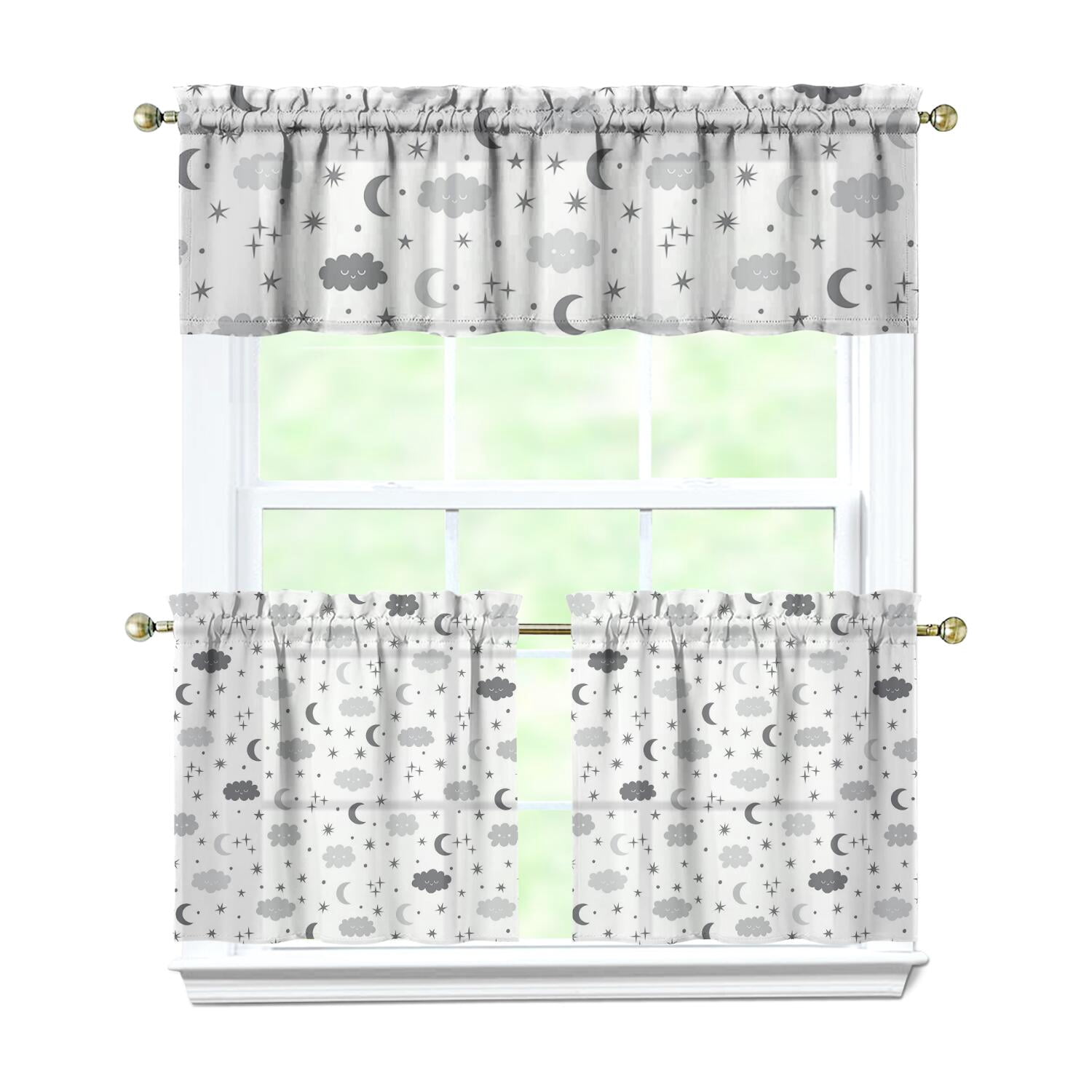 3 PCS Cute Cartoon Kitchen Curtains Set - Fun Kawaii Rainbow Animals ...