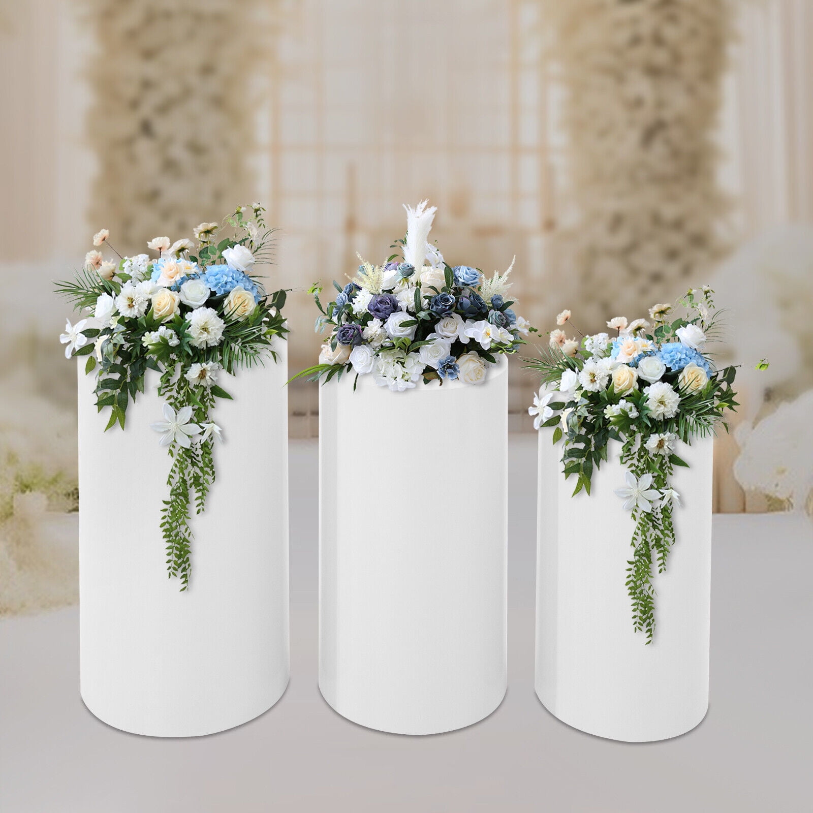 3 PCS Cylindrical Flower Display Stands, Pedestal Display Rack for ...