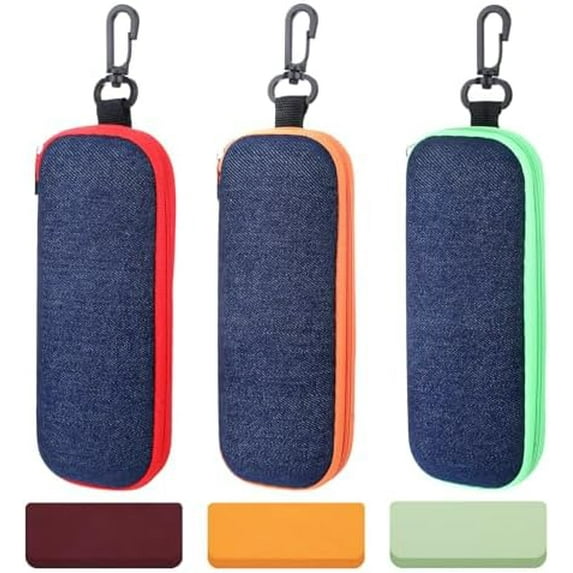3 PCS Denim Glasses Case,Zipper Eye Glass Case Portable Glasses Storage ...