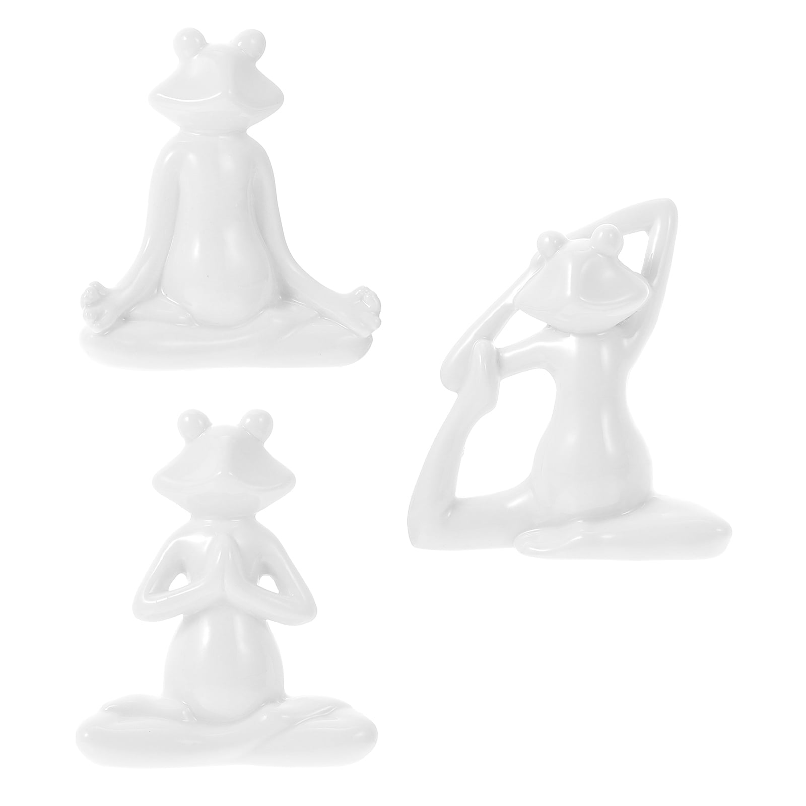3PCS Small Ceramic Yoga Frogs Adornment Desktop Ceramic Yoga Frogs ...