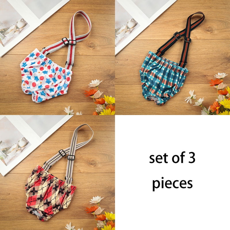 3 PCS Dog Physiological Pants Cat Diapers Puppy Adjustable Sanitary Pantie with Suspender Female ...