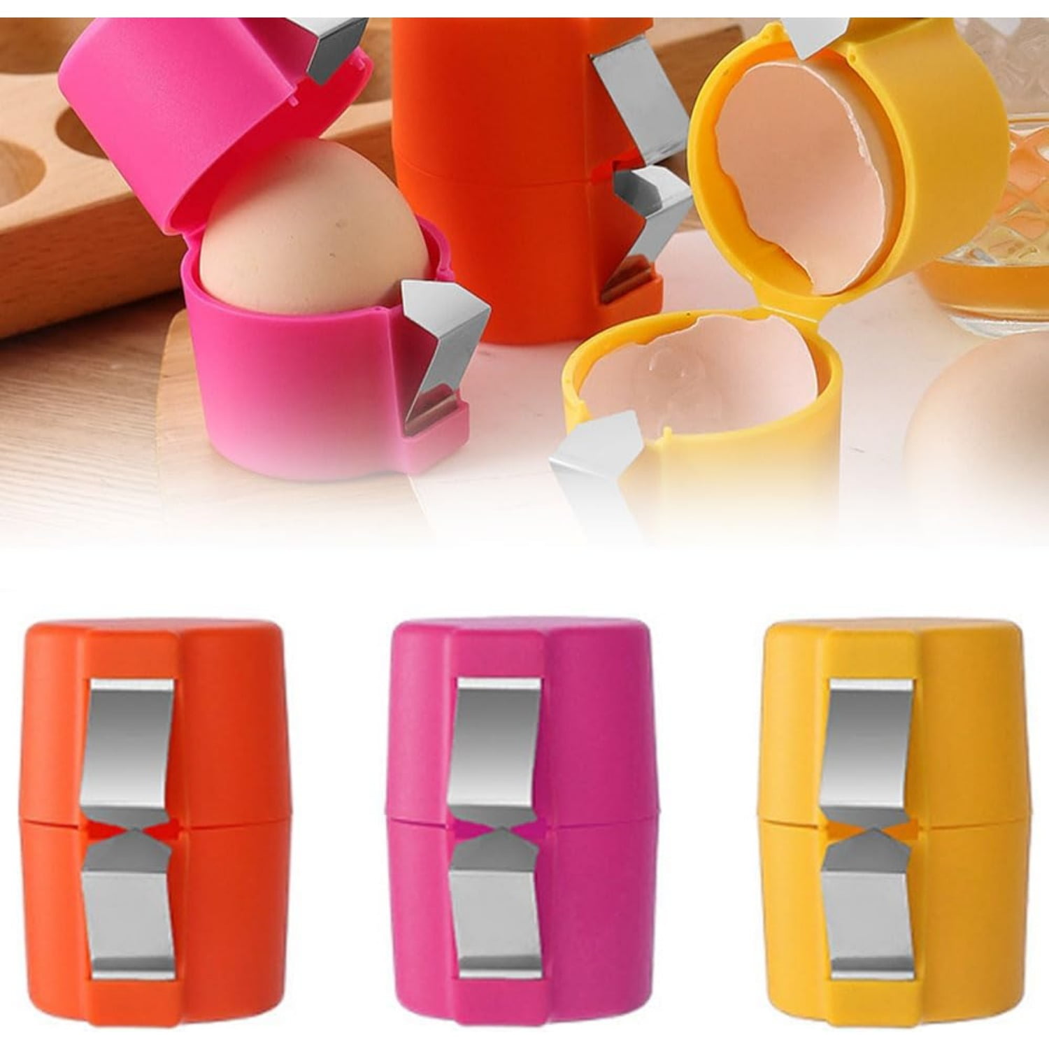 3 PCS Egg Shell Opener, 2025 New Egg Cracker Tool for Raw Eggs ...