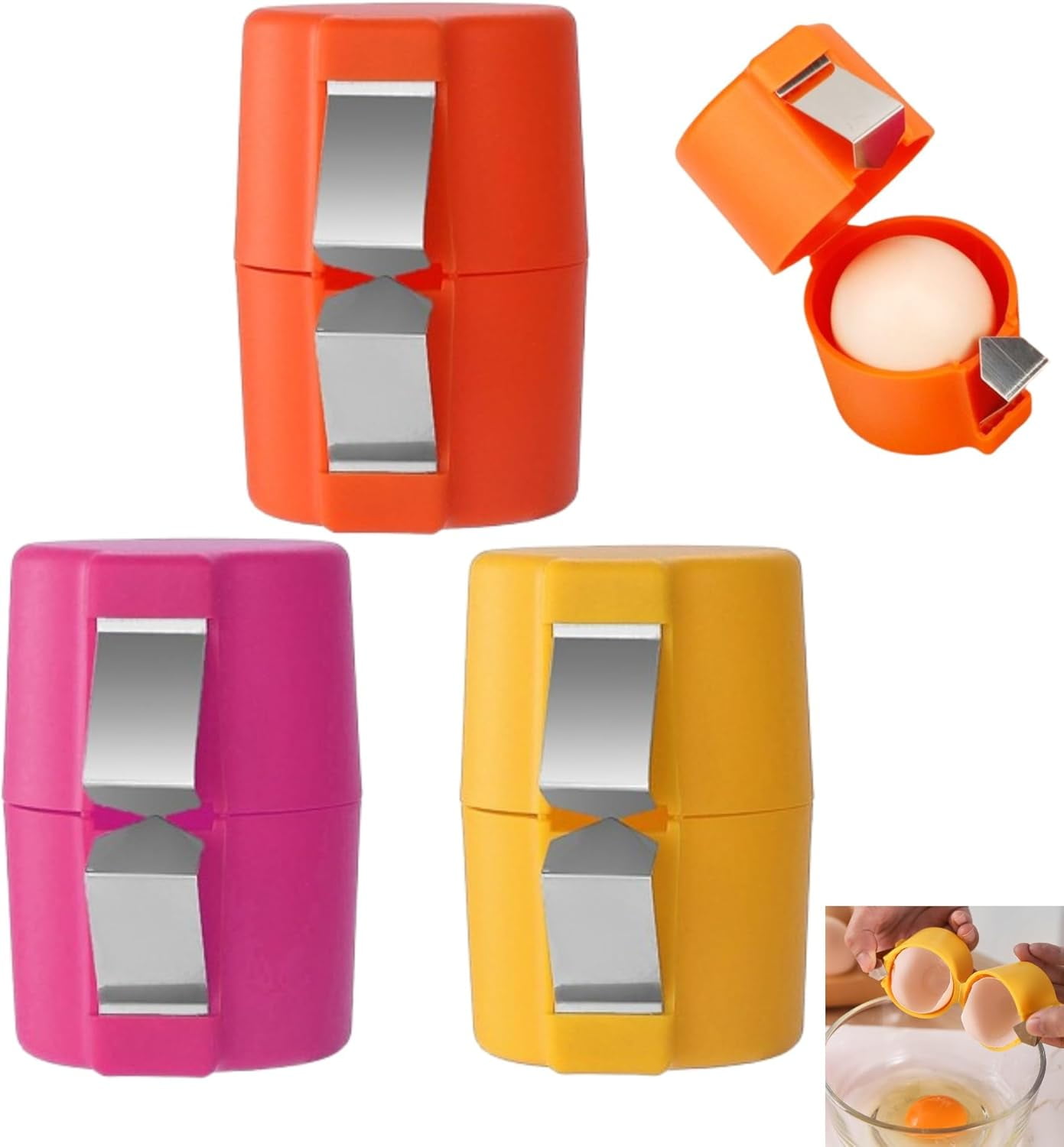 3 PCS Egg Shell Opener, 2025 New Egg Cracker Tool for Raw Eggs, Egg ...
