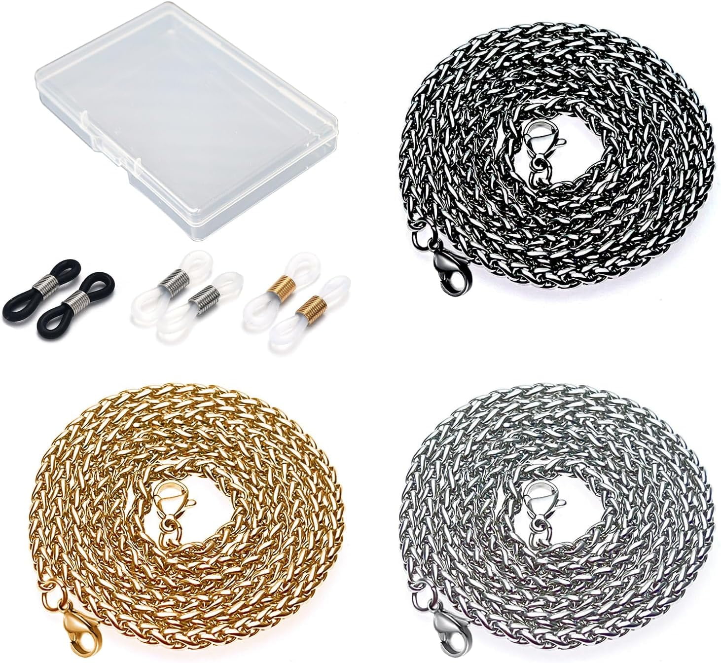 3 PCS Eyeglass Chain Stainless Steel Glasses Chains for Women Men ...