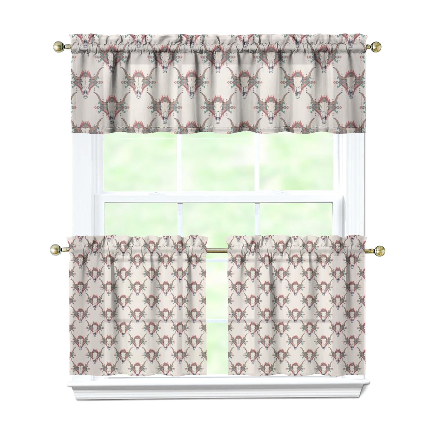 3 PCS Farmhouse Kitchen Curtains Set with Valance - Cow & Sunflower ...