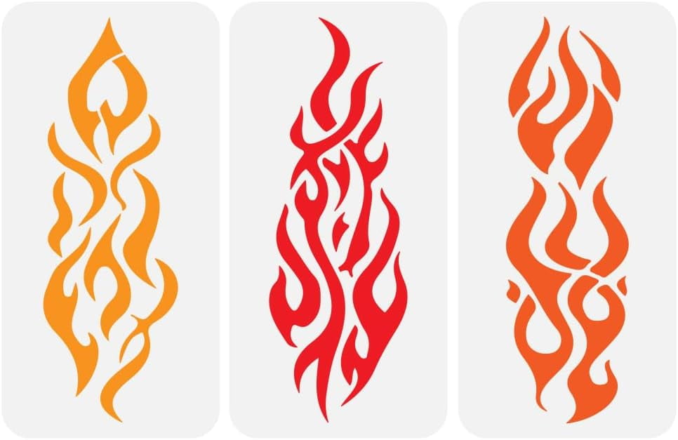 3 PCS Fire Flames Painting Stencils 5.9x11.8inch Decorative Flames ...