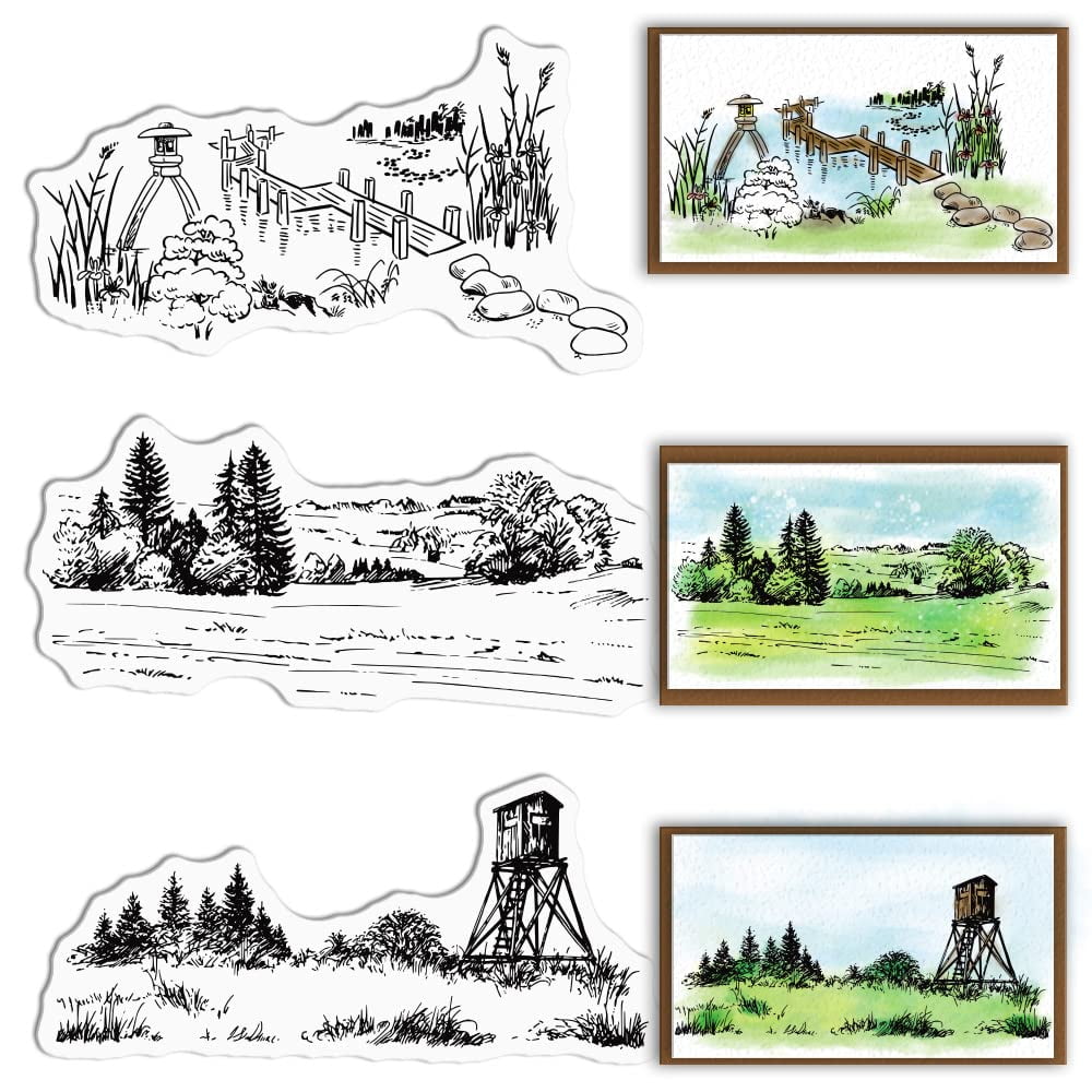 3 PCS Forest Trees Clear Stamps for Card Making Photo Album Decorations ...