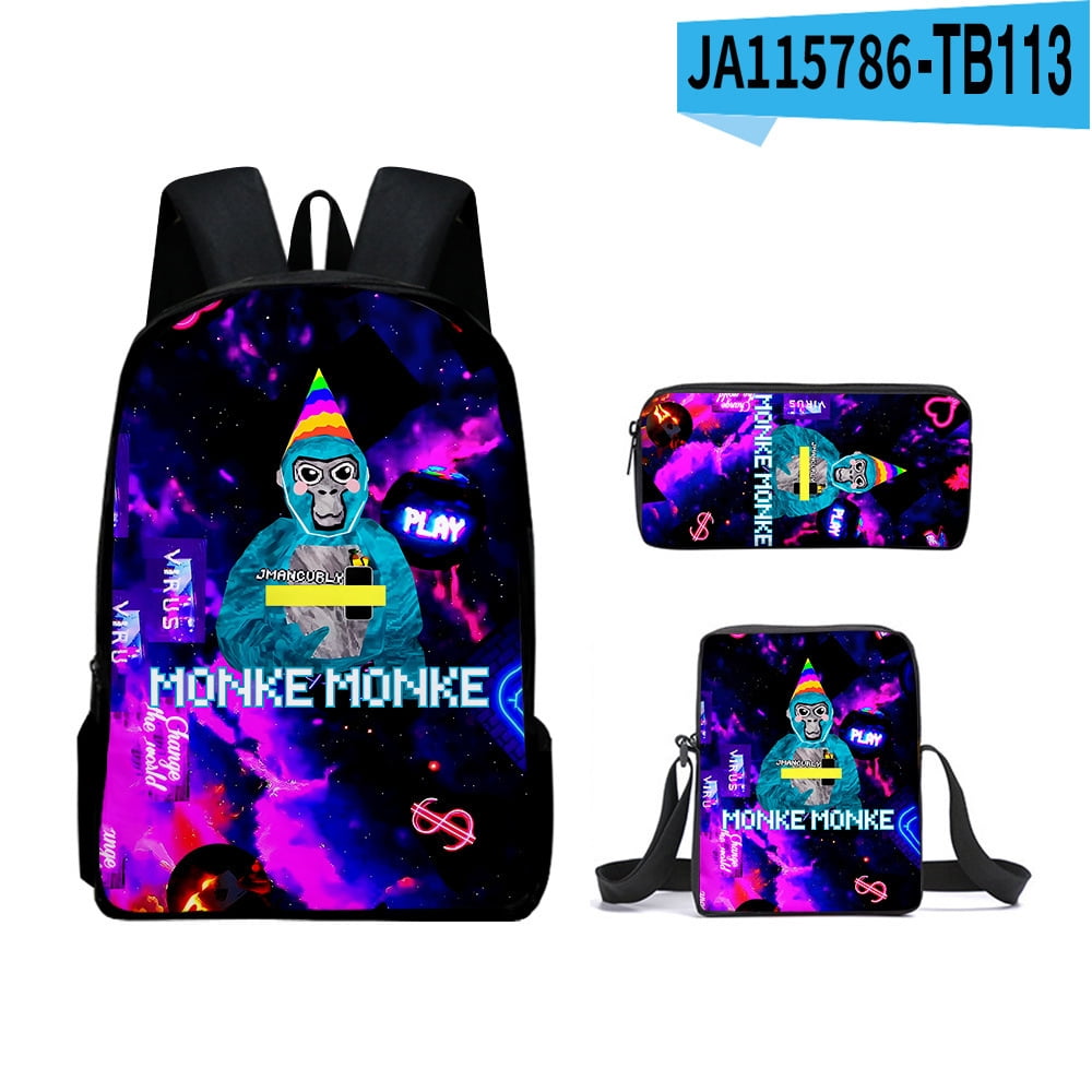 3 PCS GORILLA T-AG SCHOOL BACKPACK DAYPACK SCHOOLBAG, 17 IN BACKPACK ...