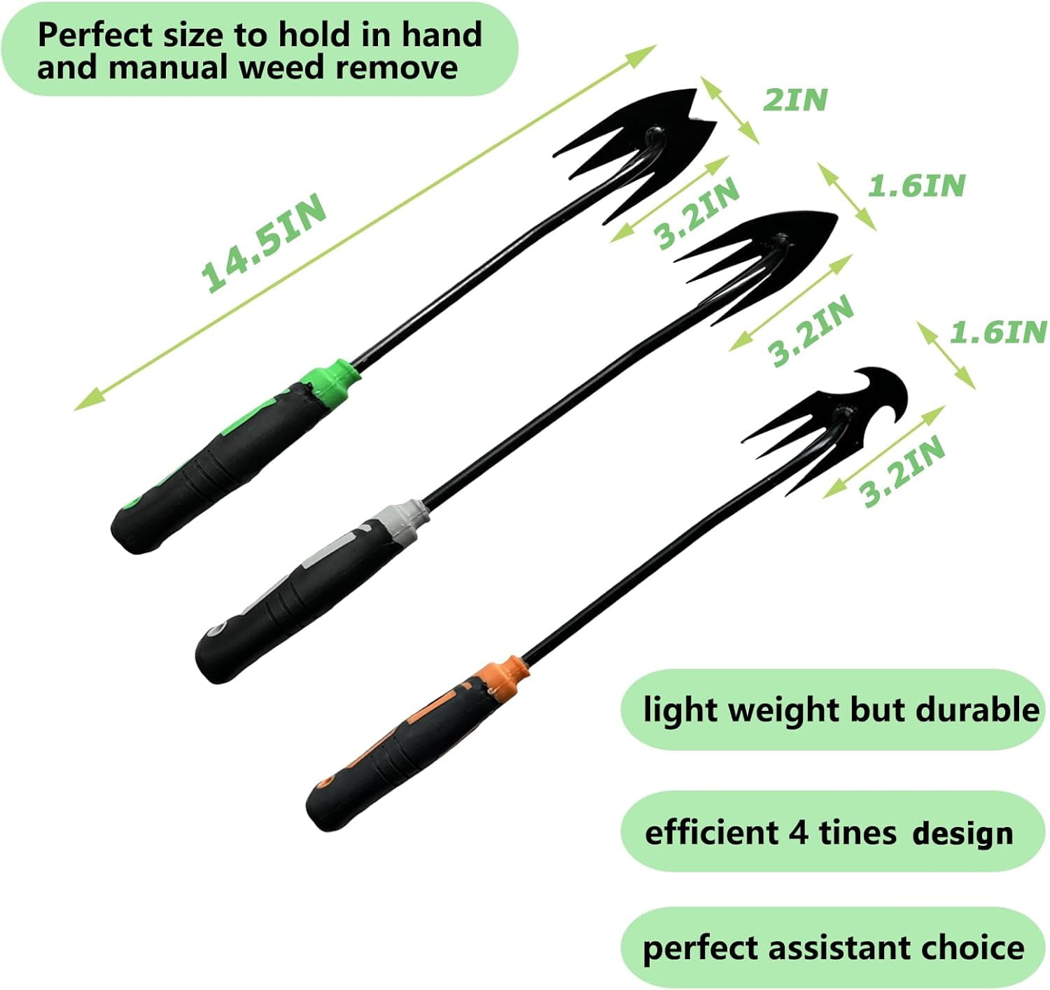 3 PCS Garden Puller Tool, 2025 New Hand Weeder with Rubber Handle, 4 ...