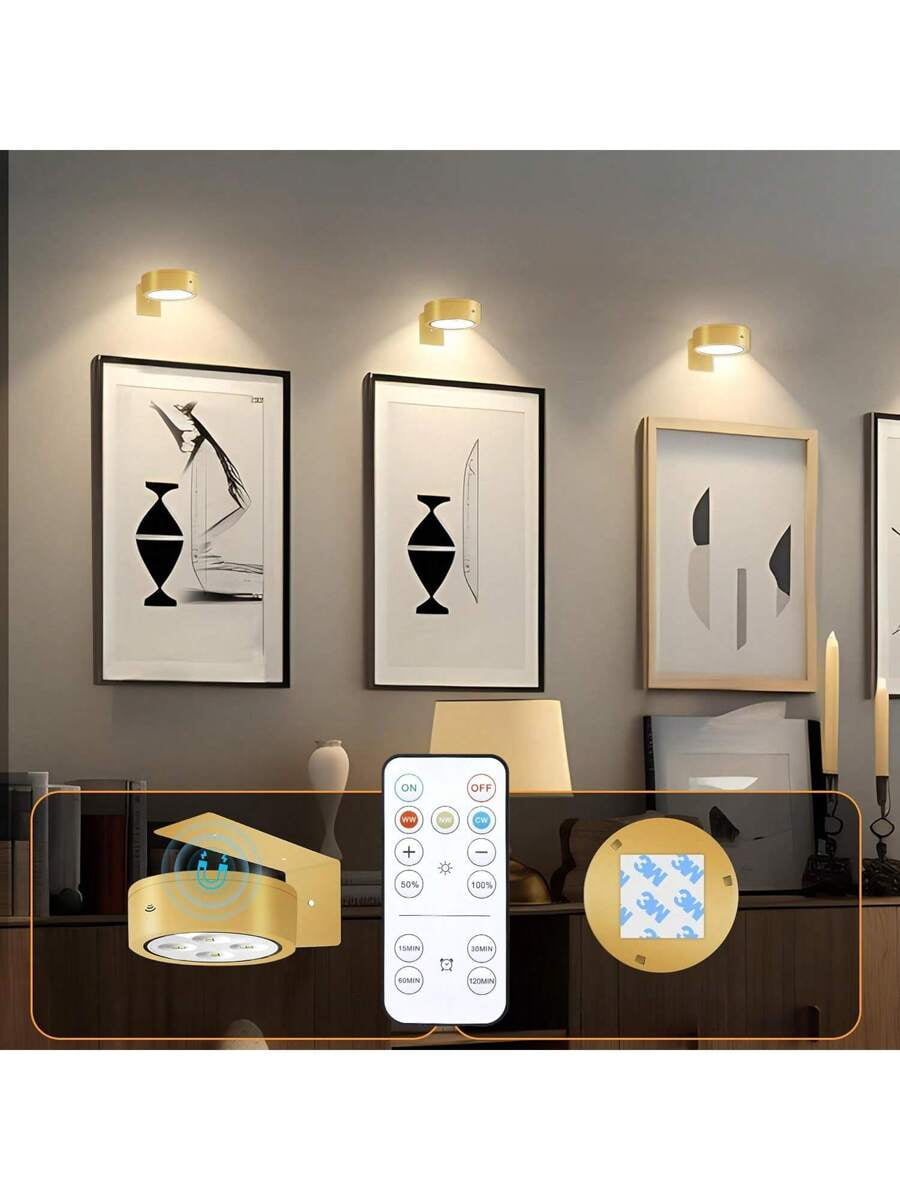 3 PCS Gold Battery Powered Painting Lights, Magnetic LED Painting ...