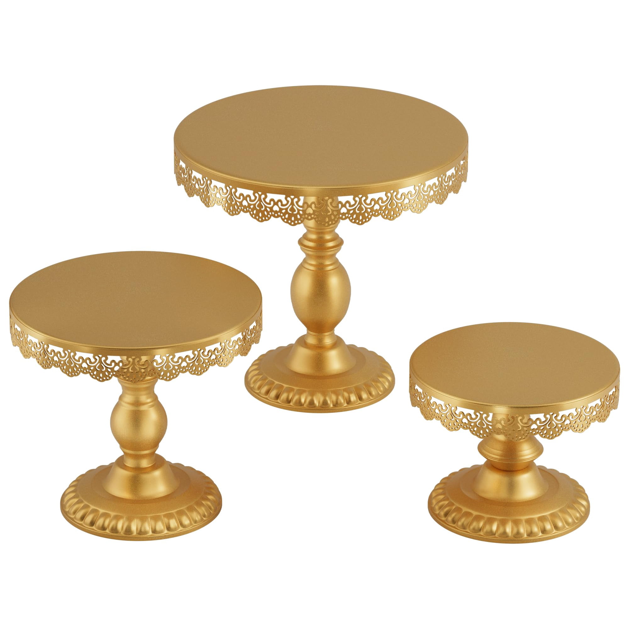 3 PCS Gold Cake Stands (8"&10"&12" Plate), Cupcake Stand With a lace ...