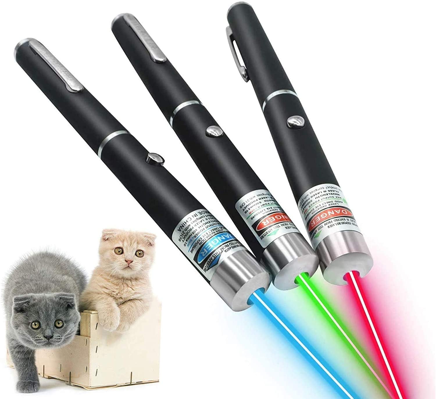 3 PCS Green Red Violet Long Range Laser Dot Clicker Toy Pen for Indoor ...