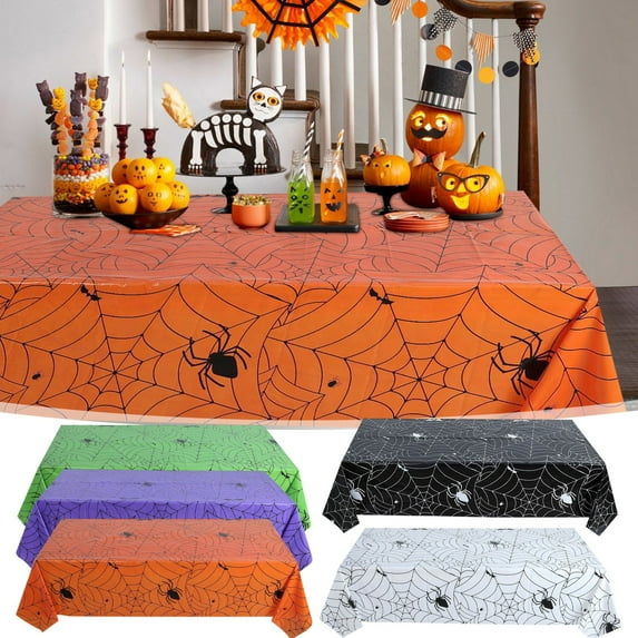 3 PCS Halloween Decoration Spiderweb Tablecloth,Rectangular Plastic ...
