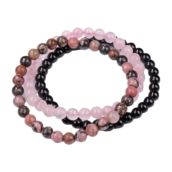 3 PCS Healing Crystal Bracelets for Women Natural Stone Beaded Stretch ...