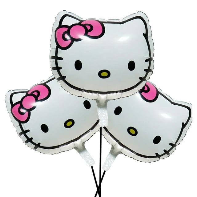 3 PCS Hello Kitty Foil Balloons for Birthday Party - Cat and Balloon ...