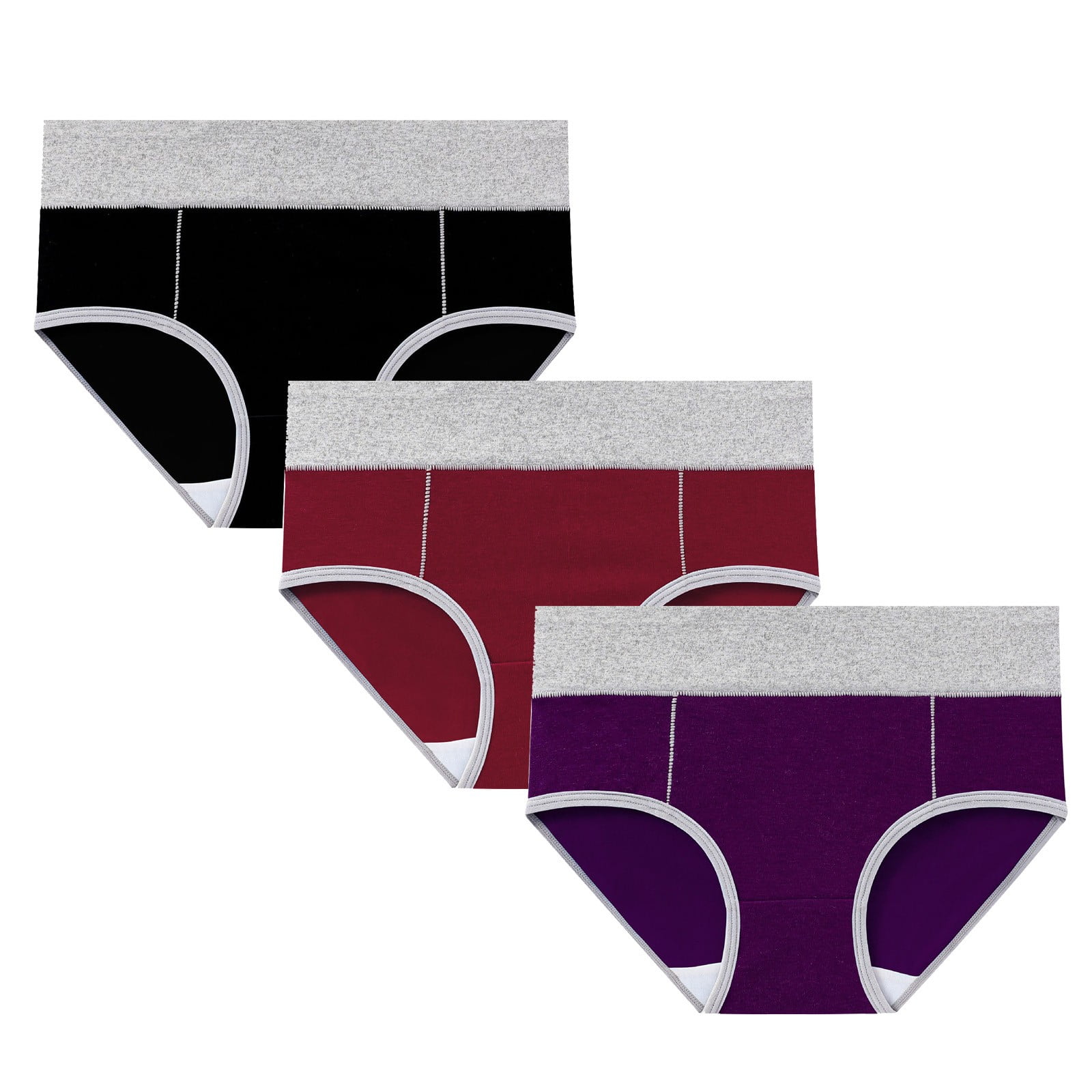 3 PCS High Waist Panties for Women Tummy Control Plus Size Cotton ...