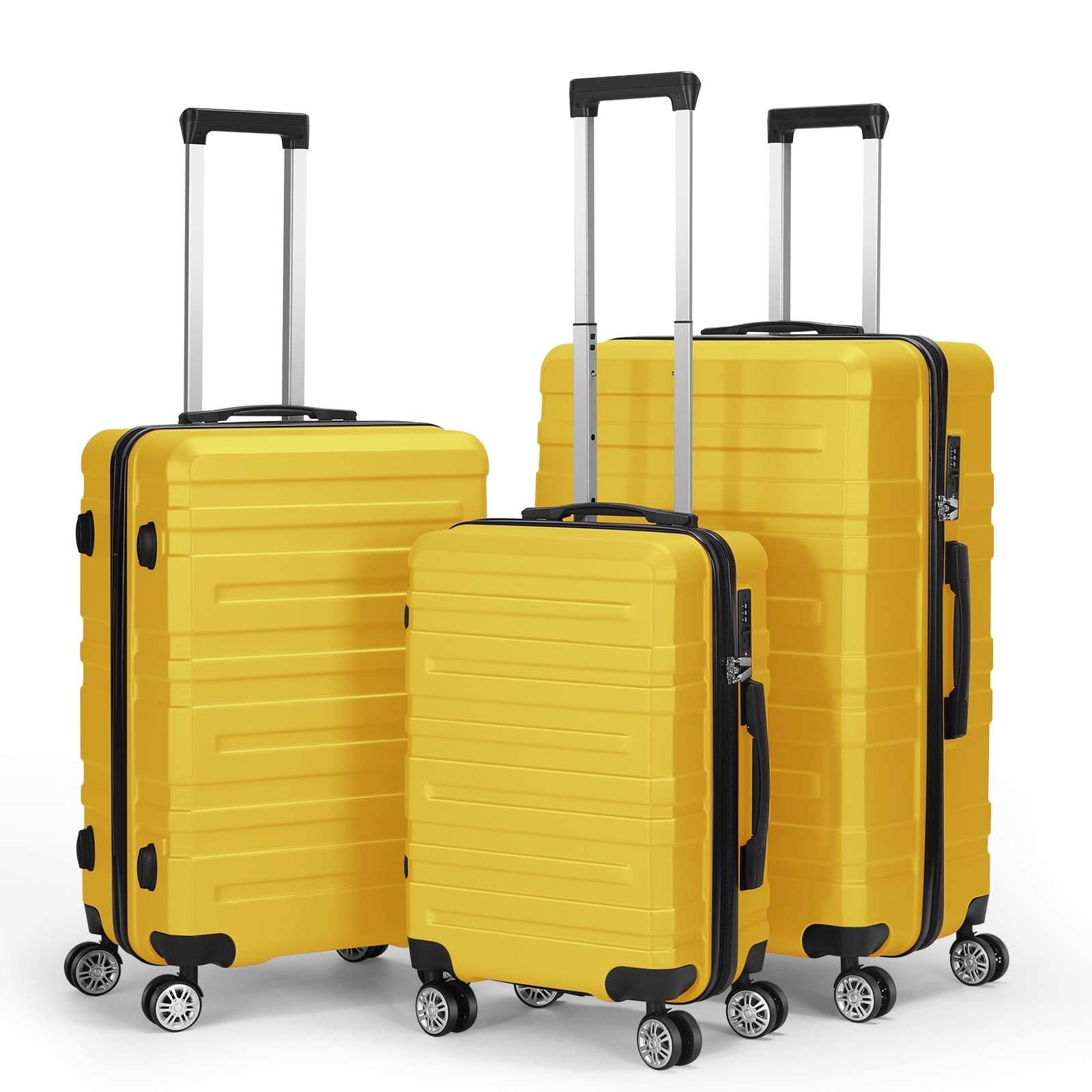 3 PCS Hradside Luggage Sets with Double Spinner Wheels, TSA Lock，20in ...