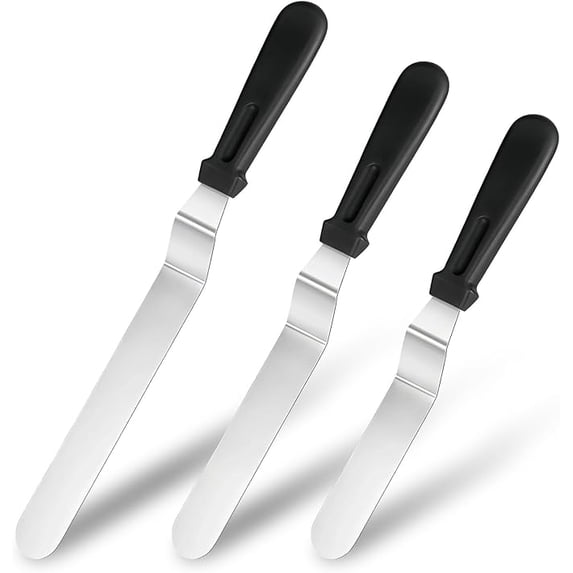 3 PCS Icing Spatulas Offset Spatula Stainless Steel Cake Decorating ...