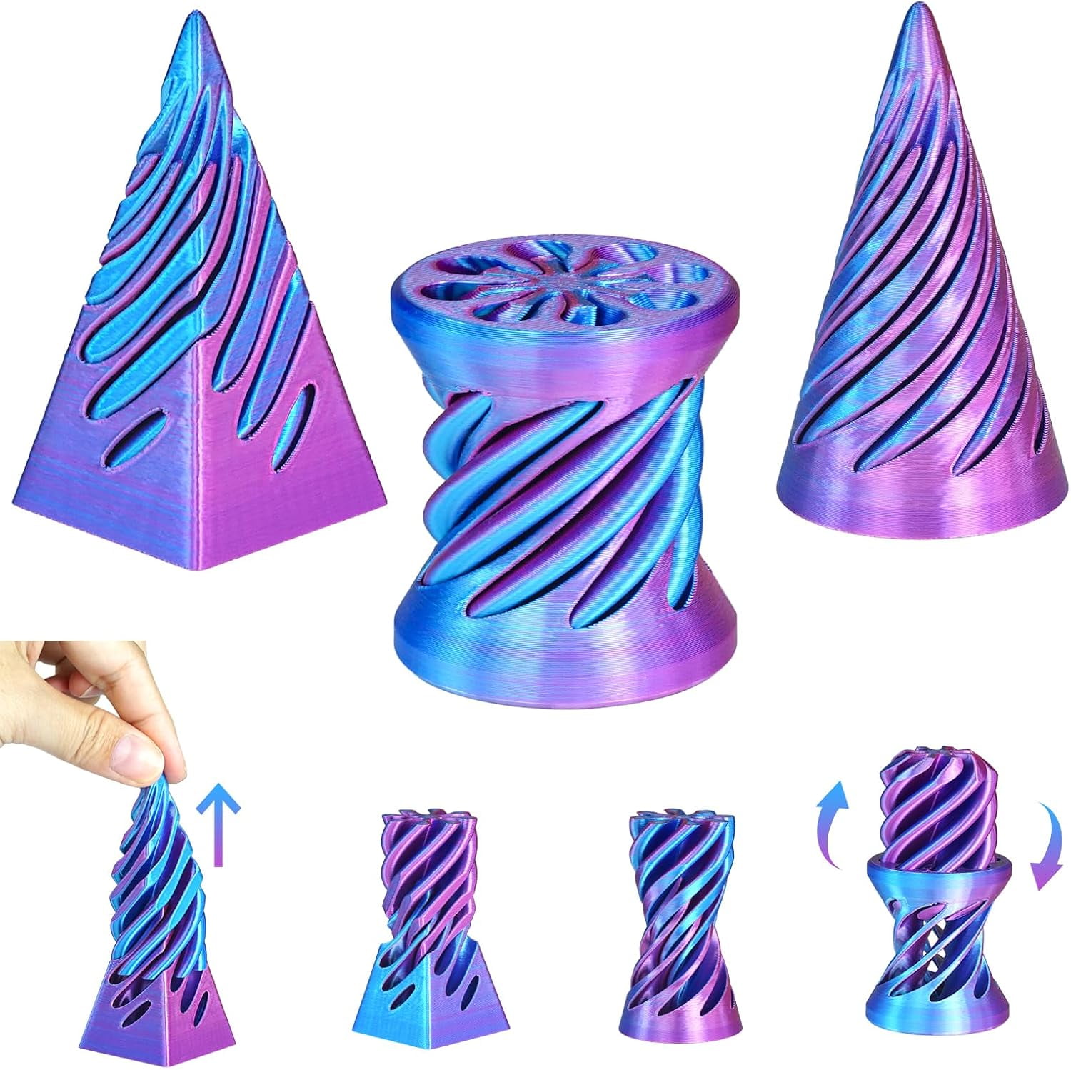 3 PCS Impossible Cone,Spiral Cone Fidget Toy,Impossible Pyramid ...