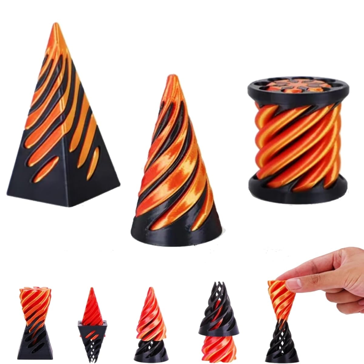 3 PCS Impossible Cone,Spiral Cone Fidget Toy,Pyramid Passthrough ...