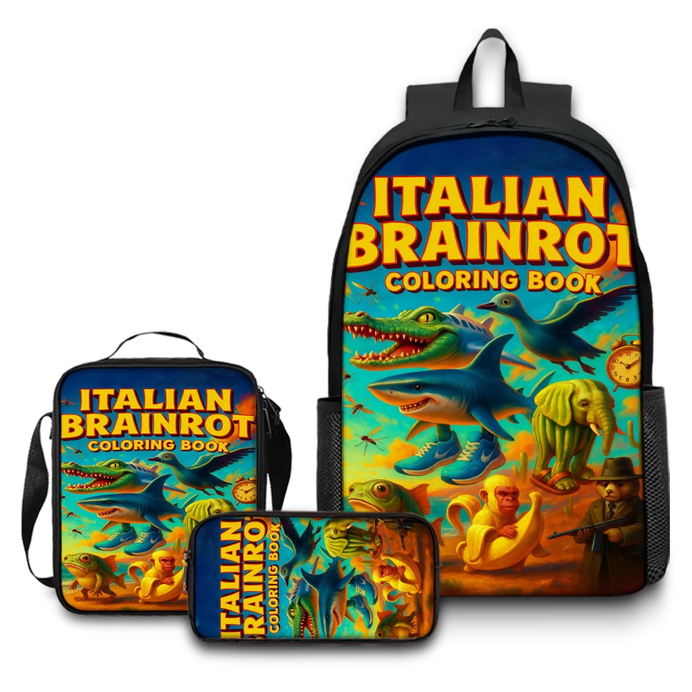 3 PCS Italian Brainrot Backpack, 3D Digital Printing Backpack, Back to ...