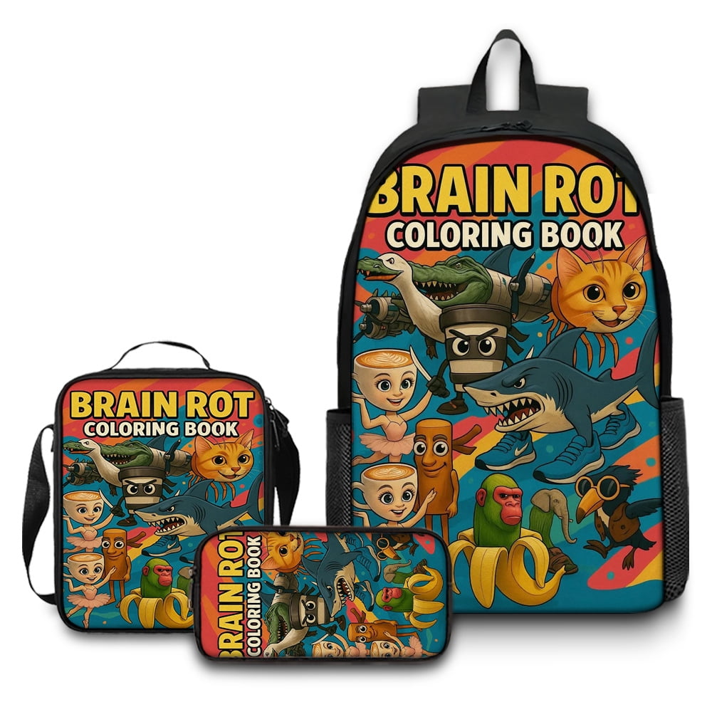 3 PCS Italian Brainrot Backpack, 3D Digital Printing Backpack, Back to ...