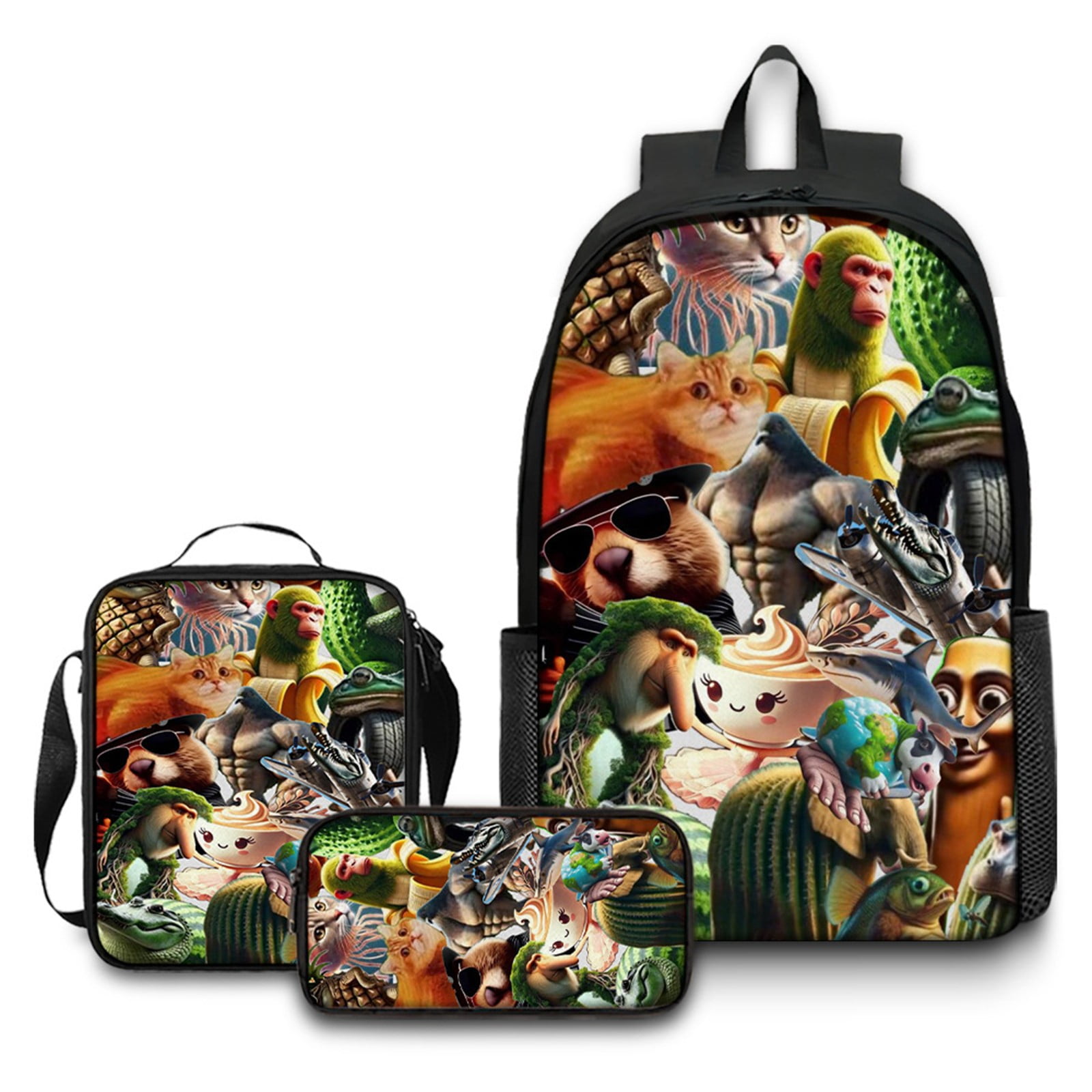 3 PCS Italian Brainrot Backpack Set, 3D Digital Printing Backpack, Back ...