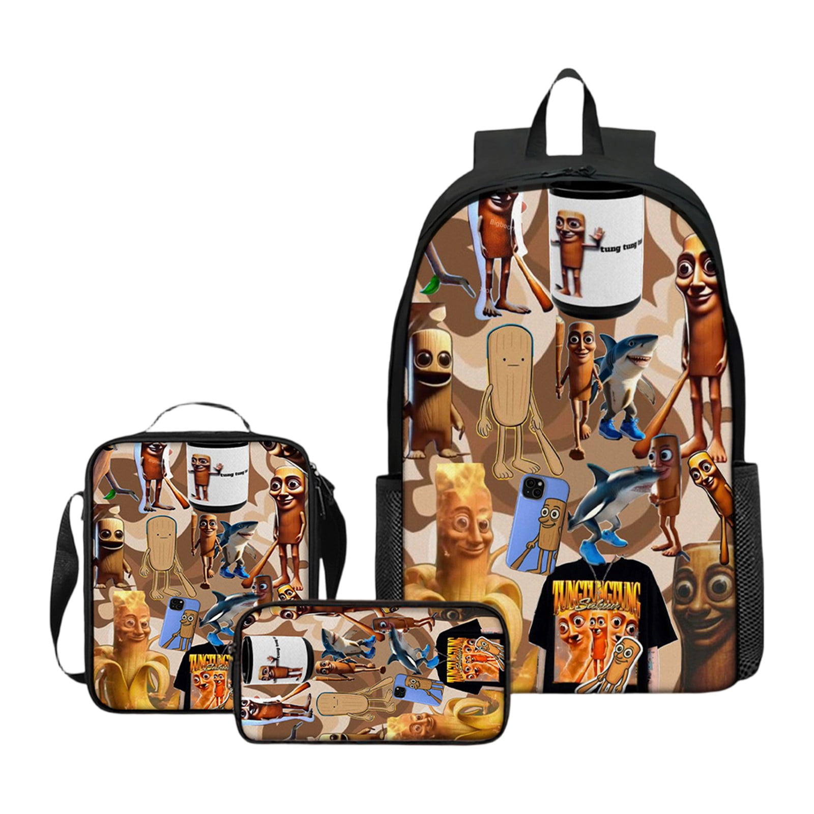 3 PCS Italian Brainrot Backpack Set, 3D Digital Printing Backpack, Back ...