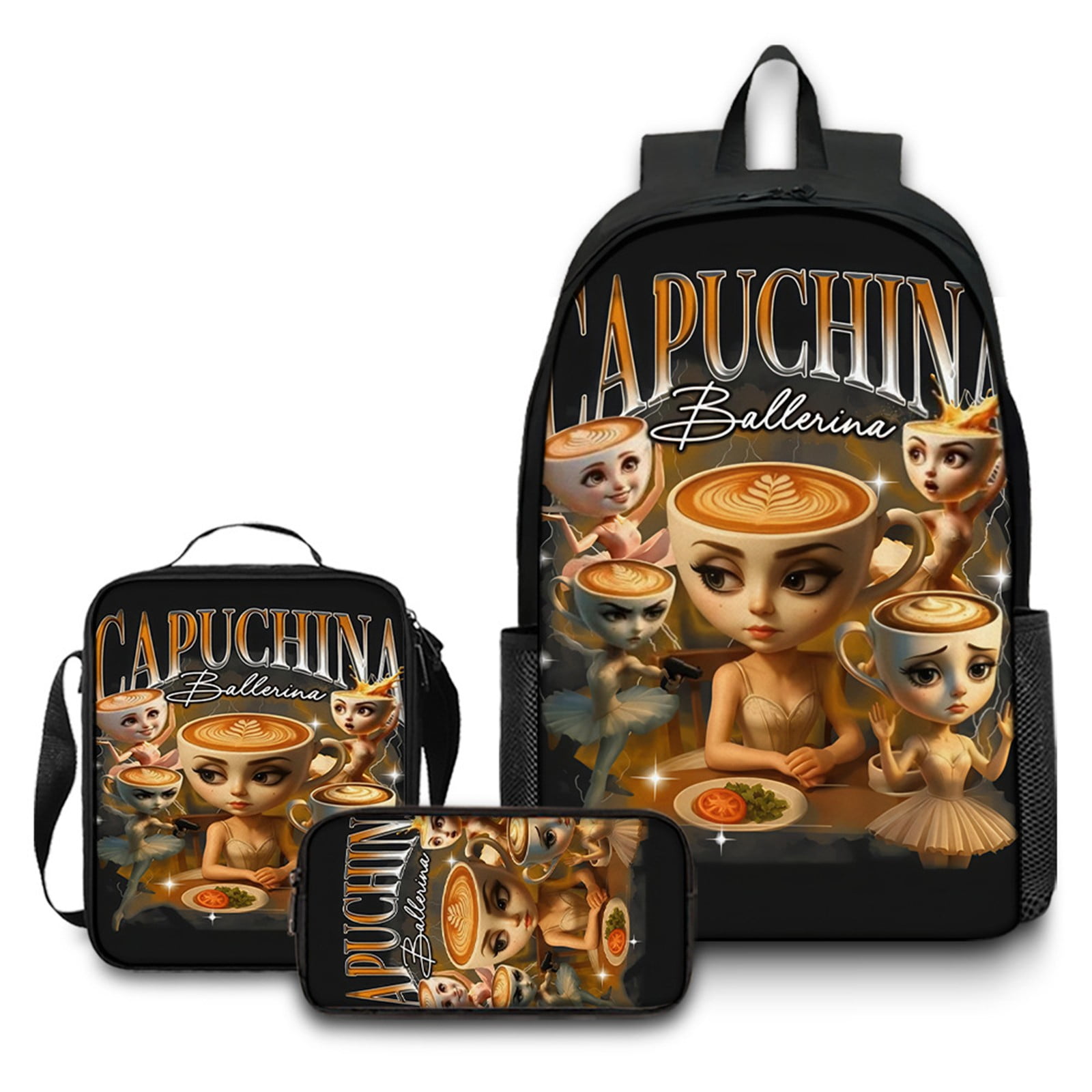 3 PCS Italian Brainrot Backpack Set, 3D Digital Printing Backpack, Back ...