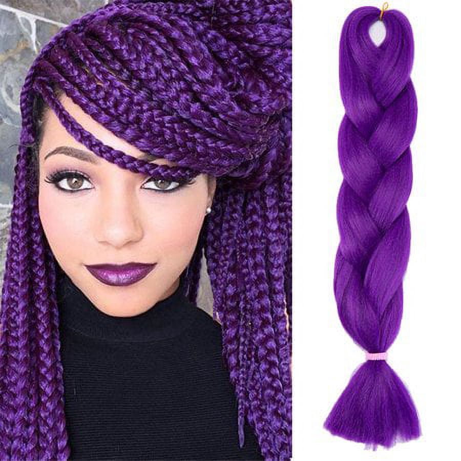 3 PCS Jumbo Braid Hair Synthetic Fiber Long Straight Ponytail Gradient ...