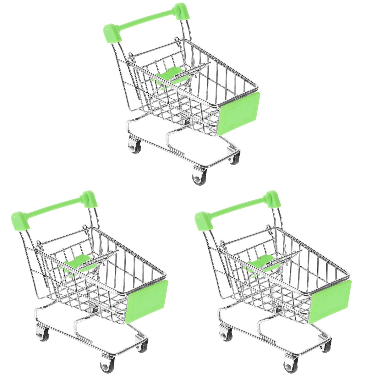 3 PCS Kids Shopping Trolley Wooden for Rolling Storage Cart Mini ...