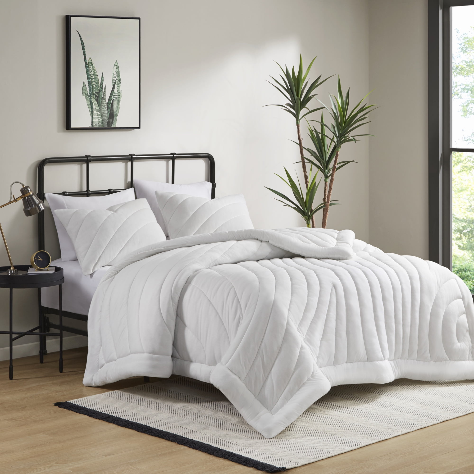 3 PCS King/Cal King Poly Jersey Puffy Comforter Set White - Walmart.com