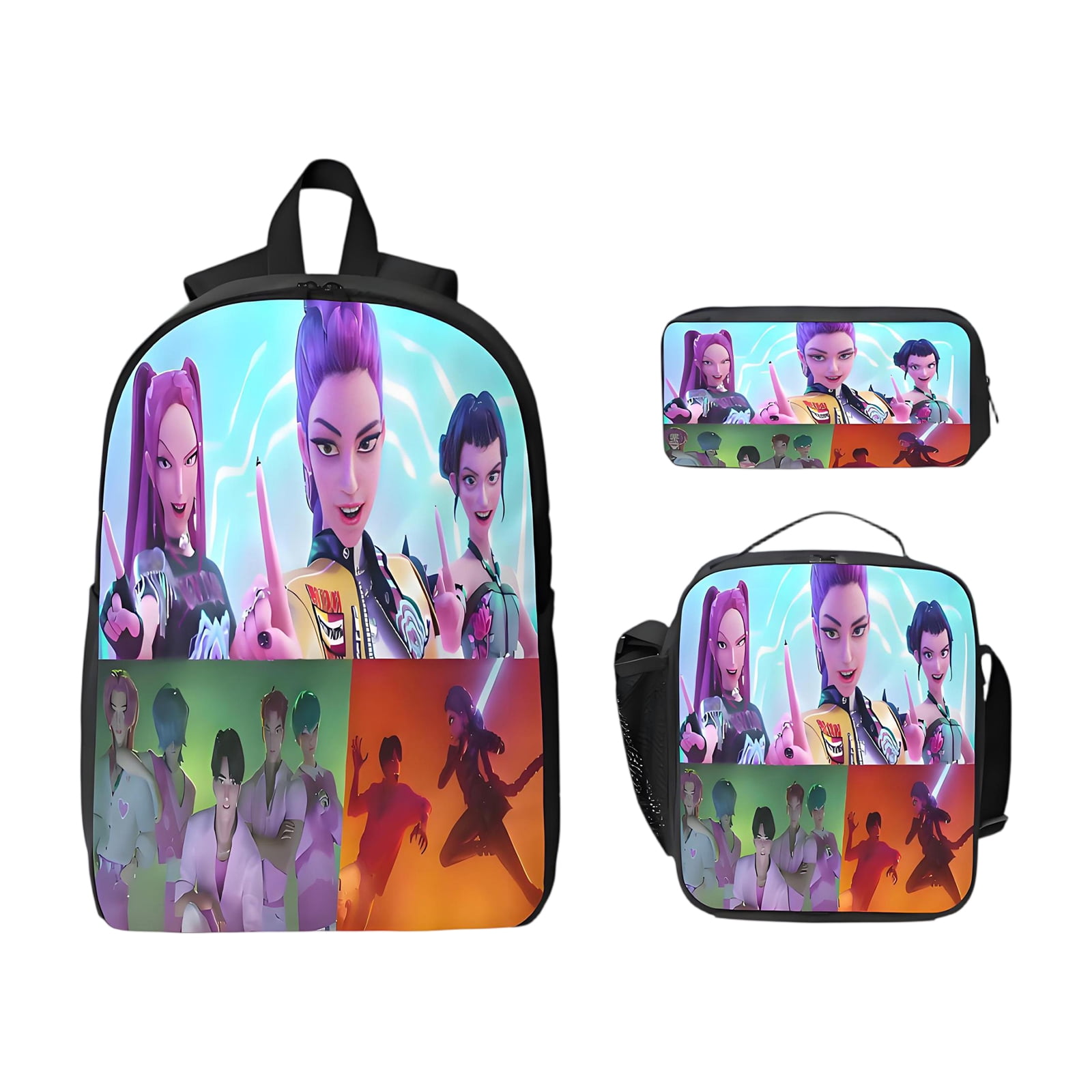 3 PCS Pop Stars Demon Hunters Backpack, 2025 Back to School, Cartoon Cute Travel Schoolbag, Pop ...