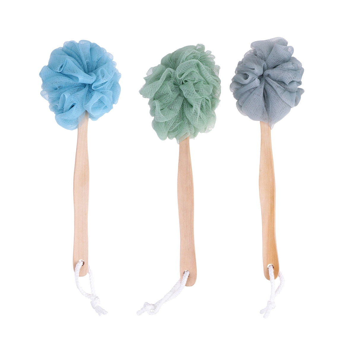 3 PCS Long Handled Body Wash Puff Bathroom Accessories Scrubber Ball ...