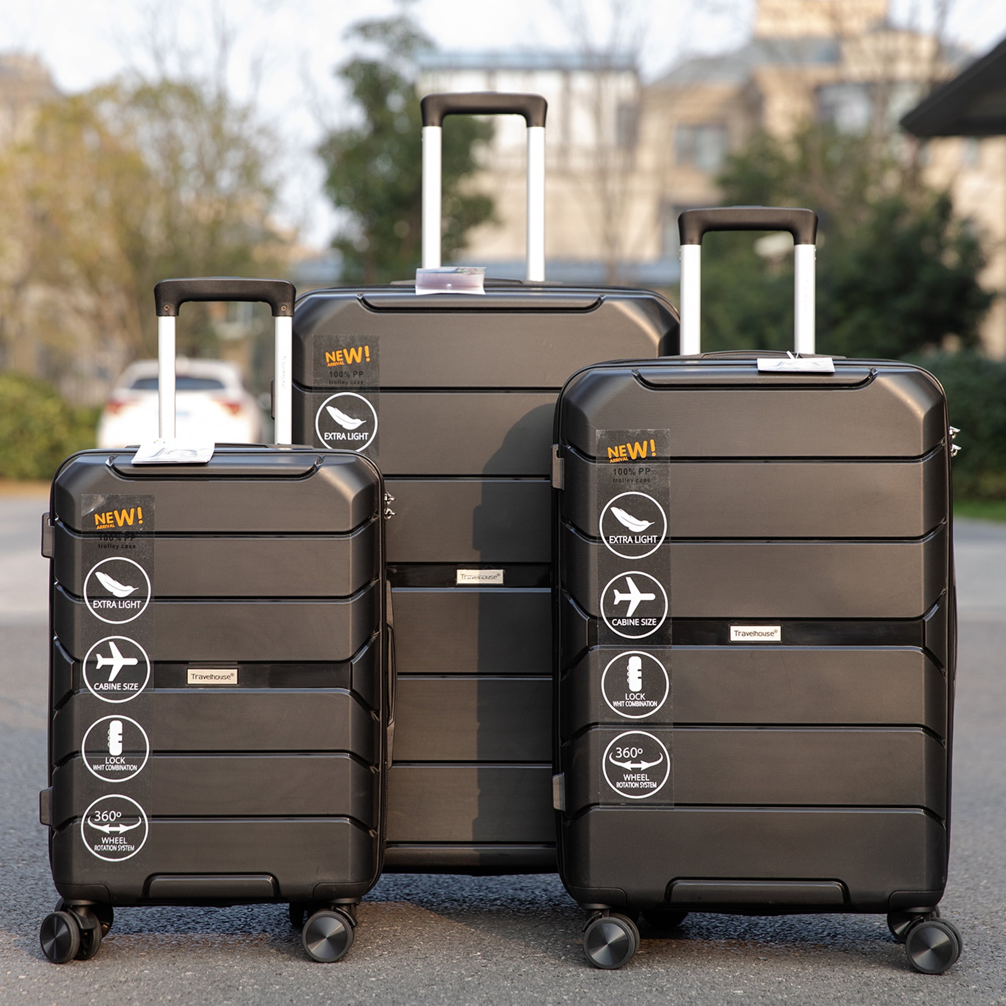 PAPROOS 3 PCS Lightweight Hardshell Luggage Set, 20in 24in 28in ...