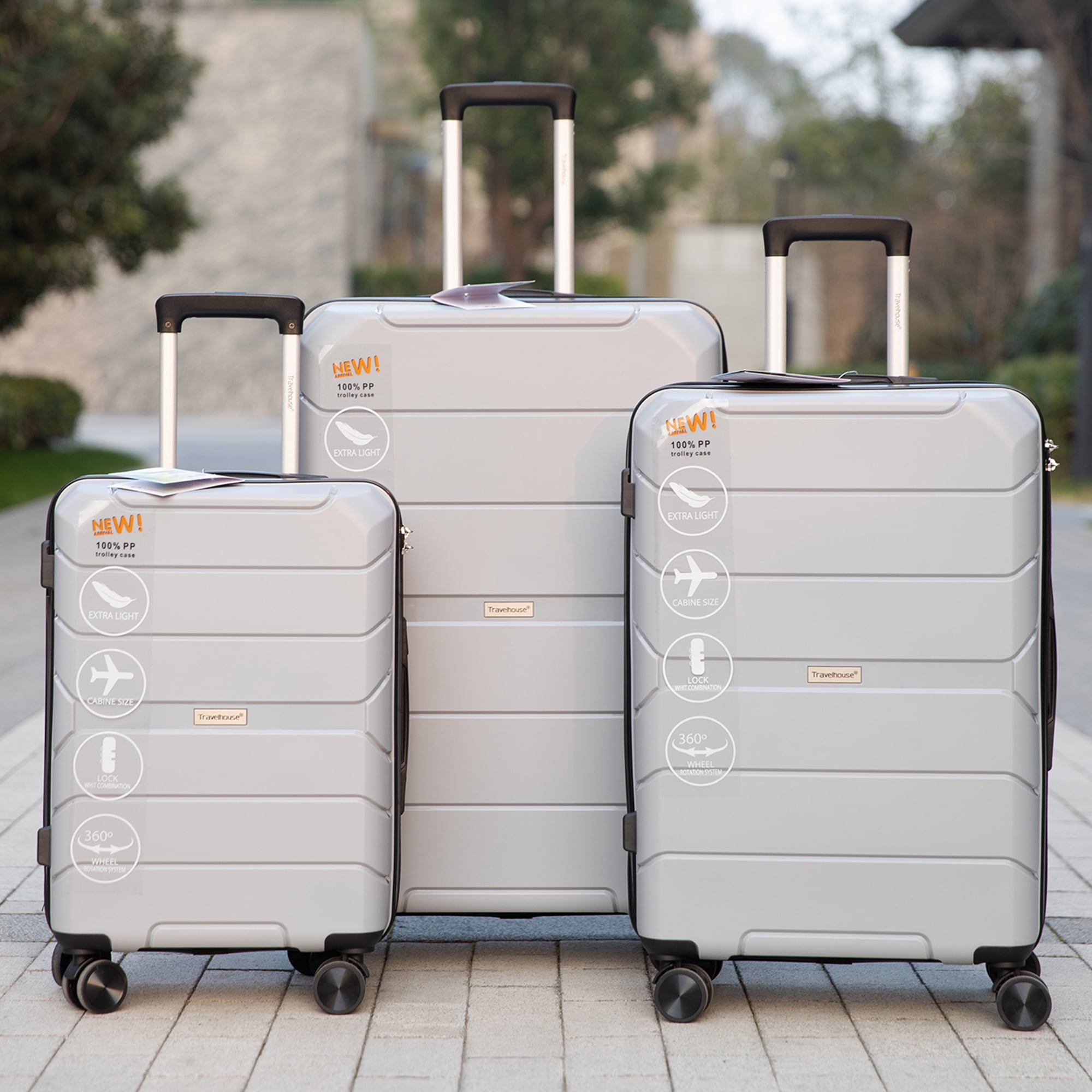 PAPROOS 3 PCS Luggage Set, Lightweight Hardside Suitcases, 20in 24in ...